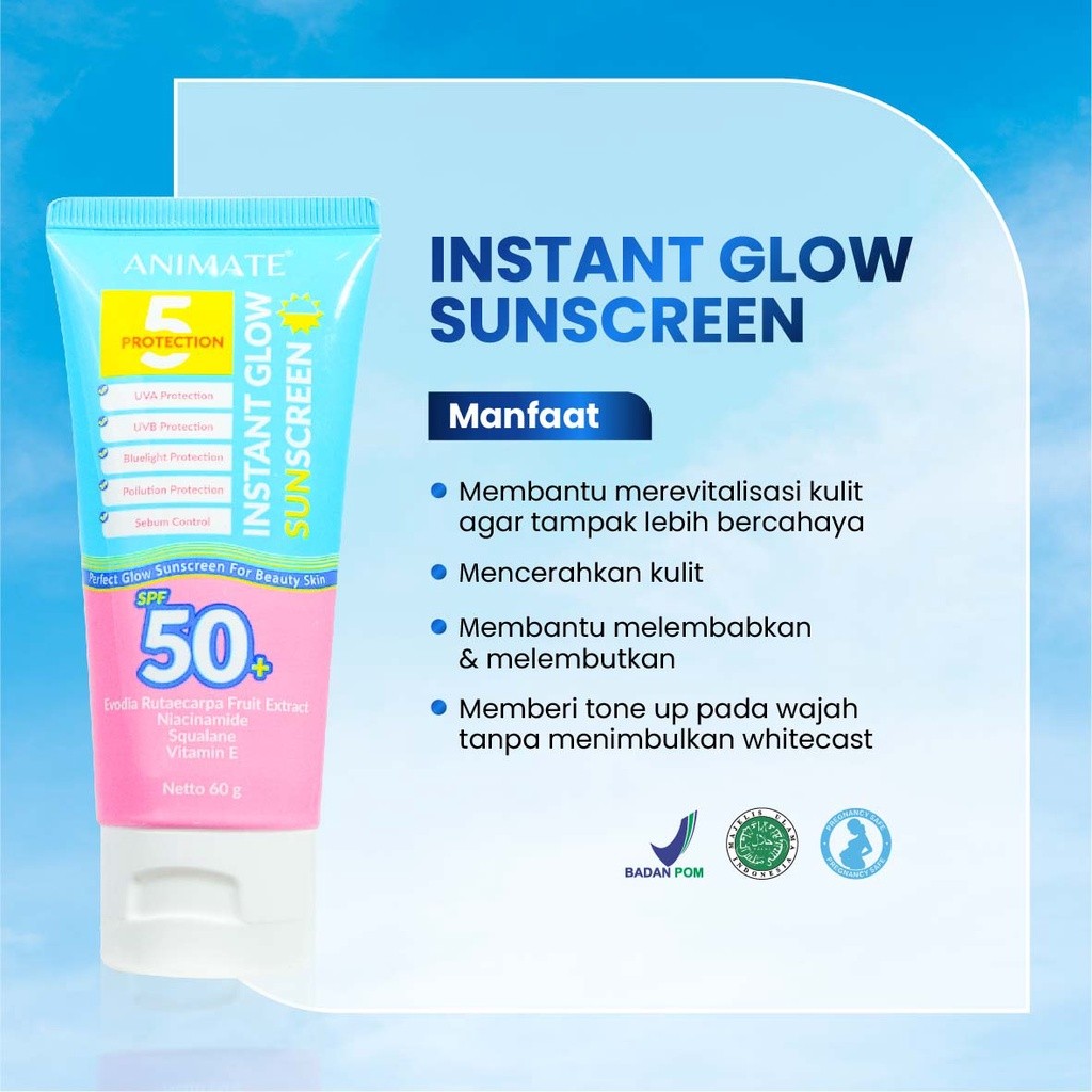 Jual Animate Instant Glow Sunscreen 5 Protection 60 gr-IGS5P-60GR-01 ...