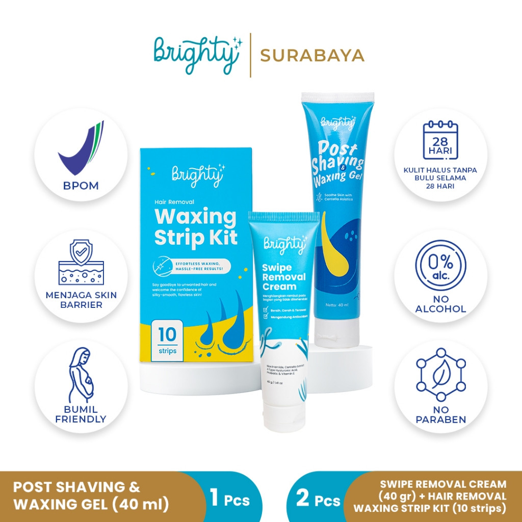 Jual Brighty Swipe Removal Cream X Waxing Strip Kit X Post Shaving ...