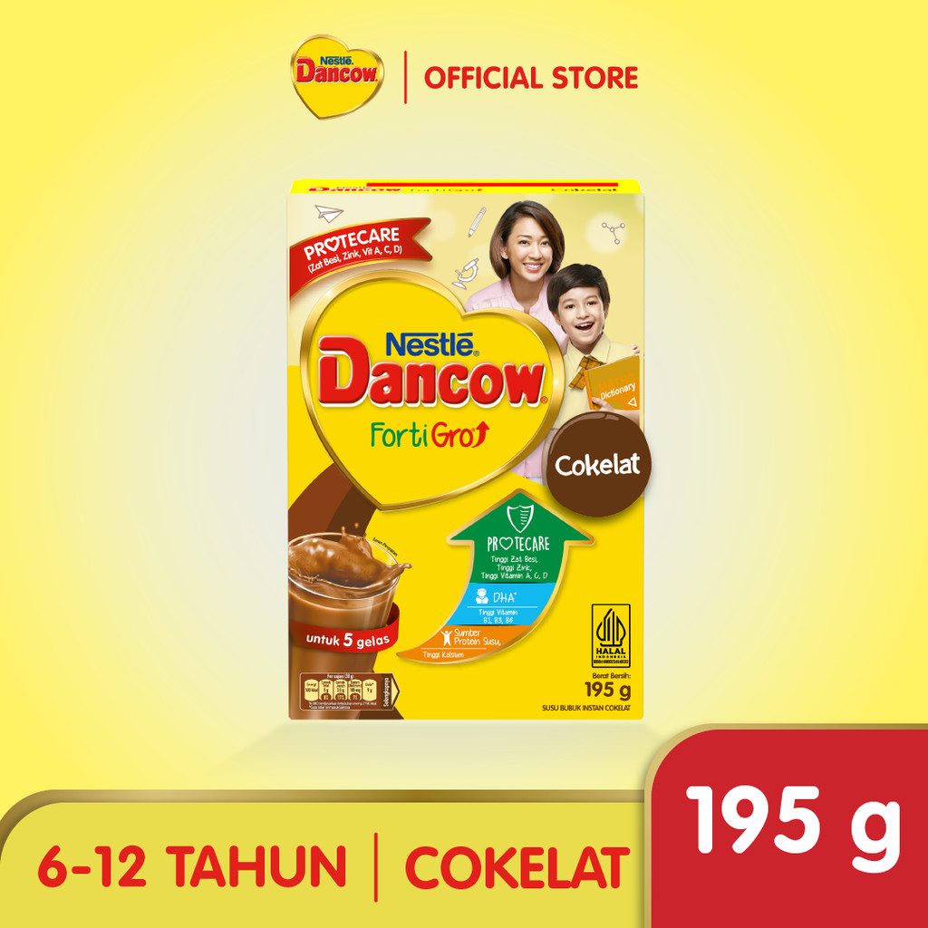 Jual DANCOW Fortigro Coklat Susu Bubuk Susu Anak 195g | Shopee Indonesia