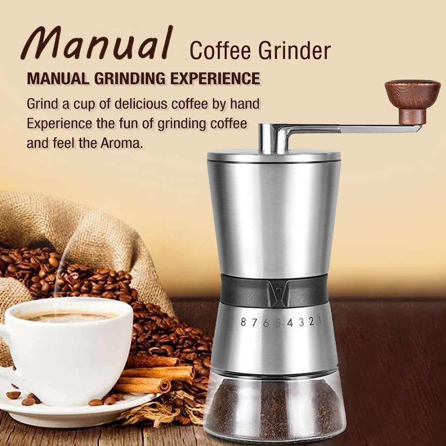 Jual Handy Grinder Alat Penggiling Kopi Manual 8 Gear hy8 Silver ...