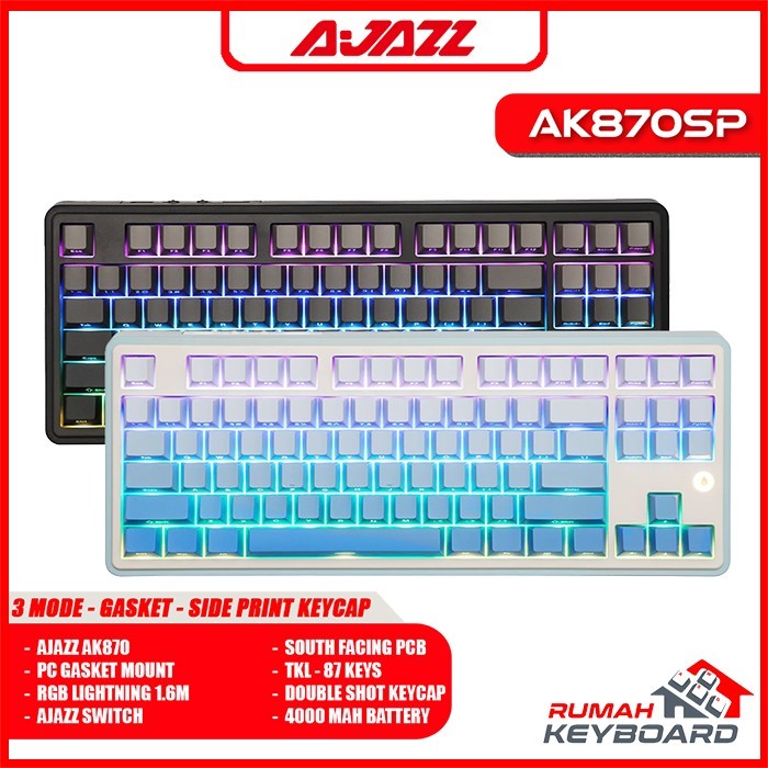 Jual PROMO!! MECHANICAL KEYBOARD - AJAZZ AK870 SP - TKL 87 KEYS - SIDE PRINT - 3 MODE | Shopee ...