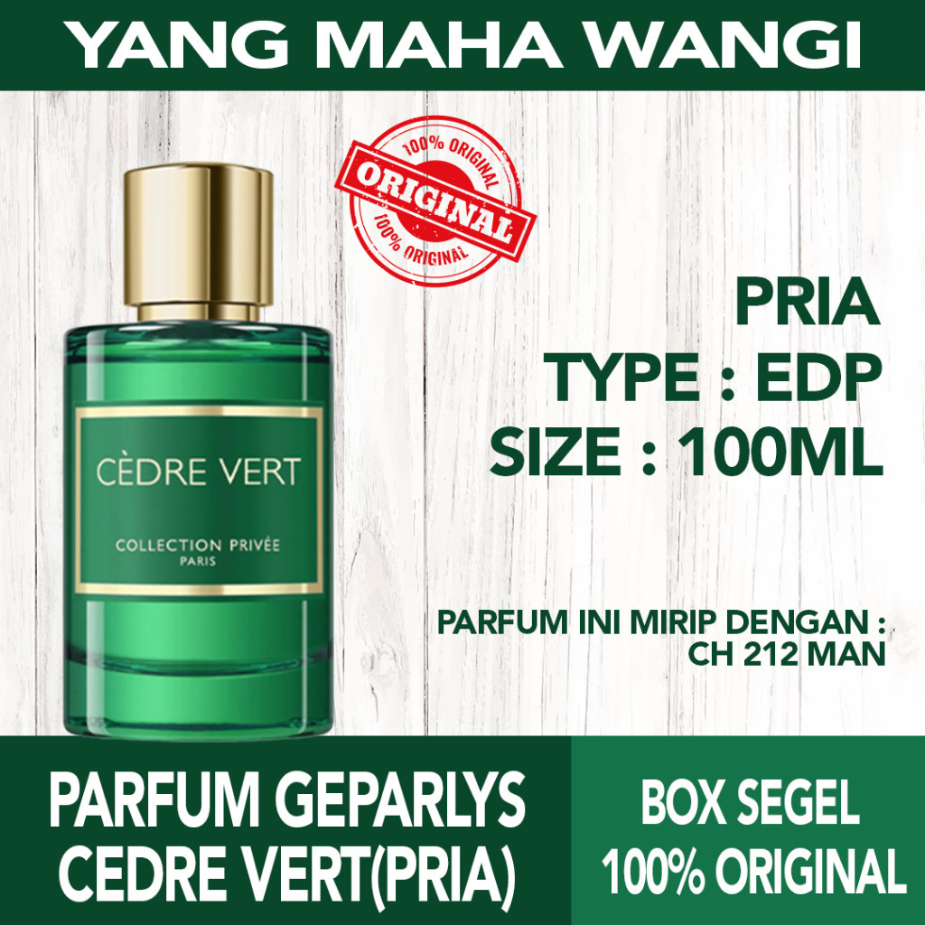 Jual PARFUM ORIGINAL GEPARLYS CEDRE VERT FOR MEN EDP 100ML (BOX SEGEL ...