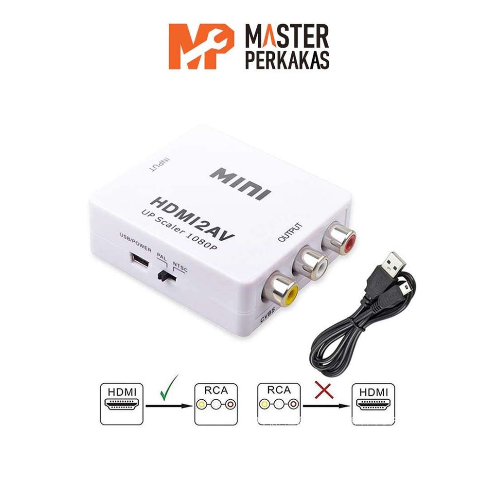 Jual Mini HDMI2AV Converter MP / HDMI To RCA AV Adaptor / Box TV Tabung ...