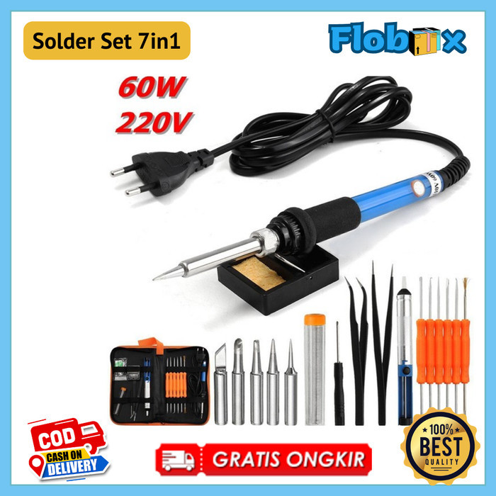 Jual PERALATAN SOLDER KIT 7 IN 1 SOLDERING IRON 60W 220V SOLDER LISTRIK SET | Shopee Indonesia