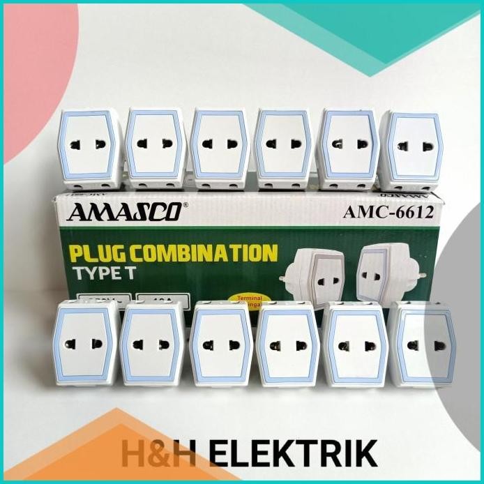 Jual AMASCO - Steker T Multi / Colokan Cabang 3 (isi 24 pcs) Amasco SNI ...