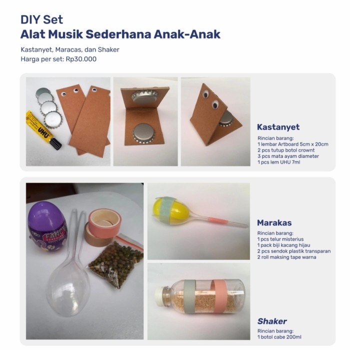 Jual GRATIS ONGKIR learning kit DIY alat musik (Castanyet, Maracas ...