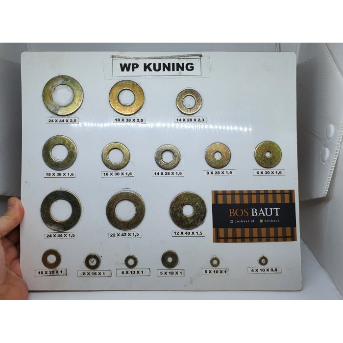 Jual Ring Plat / Flat Washer Besi M 4 x 10 x 0.8 Kuning ISI 10 PCS ...