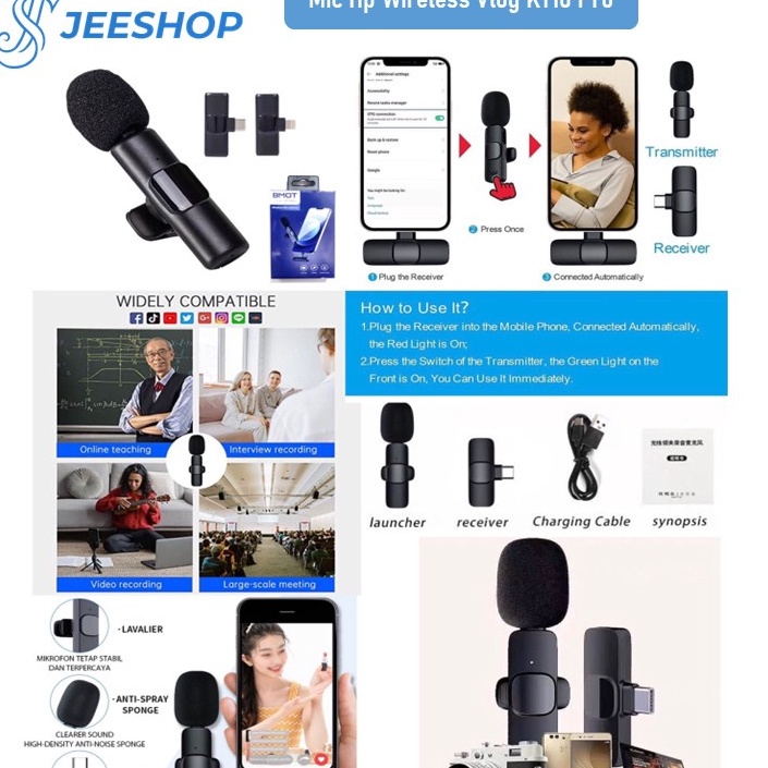 Jual New Microphone Wireless Clip On KT10 Pro Mic Youtuber Vlogger For ...