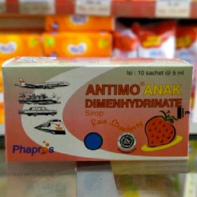 Jual ANTIMO ANAK 1 BOX ISI 10 SACHET RASA STRAWBERRY / SIRUP ANTI MABOK ...