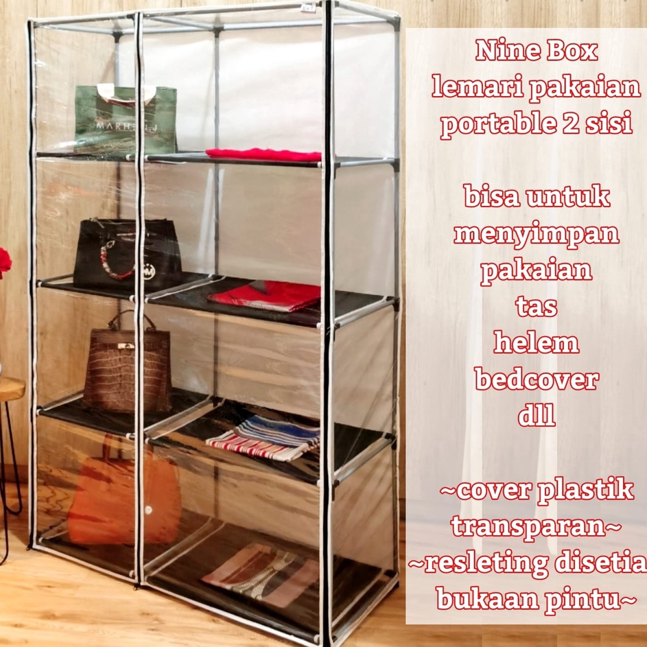Jual nm NINE BOX RAK LEMARI PAKAIAN LIPAT DENGAN COVER PLASTIK PENUTUP ...