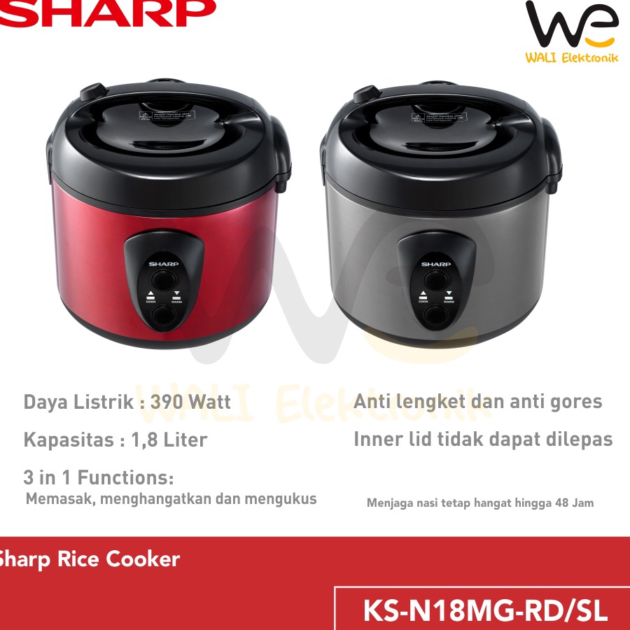 Jual Terkini SHARP KSN18MG Rice Cooker 1.8 Liter 390 Watt KS-N18MG-SL ...