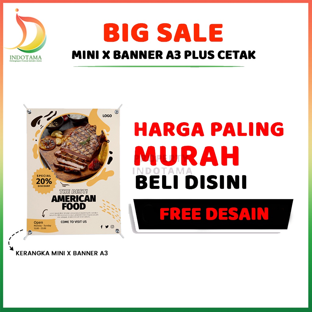 Jual Stand Mini X Banner A3 / A4 Plus Custom Cetak Art Carton Laminasi ...