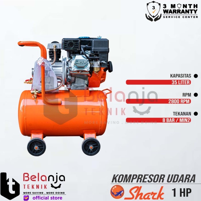 Jual Shark Portable Air Kompressor 1 HP 35 Liter Kompresor Angin Bensin ...
