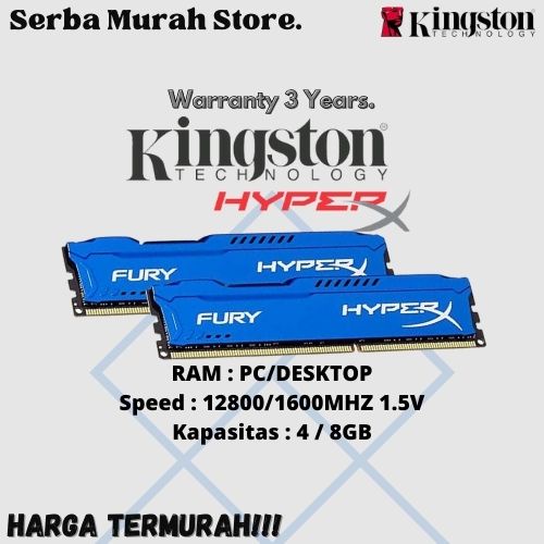 Jual RAM PC KINGSTON DDR3 8GB HYPERX FURY PC12800 | Shopee Indonesia