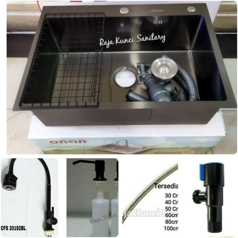Jual TER-UPDATE ONAN KITCHEN SINK 7050 1 LUBANG STAINLESS HITAM BLACK ...