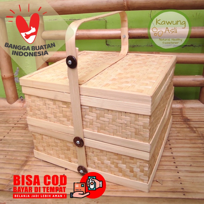 Jual Keranjang Rantang Hampers Anyaman Bambu Kotak Hantaran Pernikahan 2TkD | Shopee Indonesia