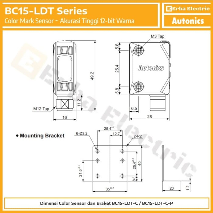 Jual Autonics BC15-LDT-C-P Photo Sensor Color Mark Warna RGB NPN Resmi ...
