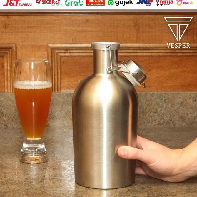 Jual beer growler barrel stainless double wall keg nitro coffee cold ...