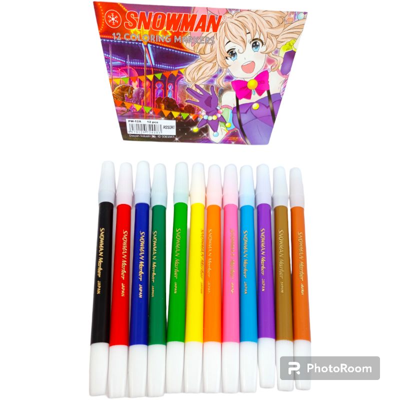 Jual Spidol snowman set/Spidol snowman isi 12 warna/spidol snowman ...