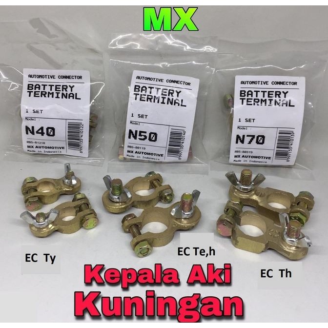 Jual Kepala Aki Klem Accu Terminal Mobil Tebal Kuningan N70 N40 Ns70 ...