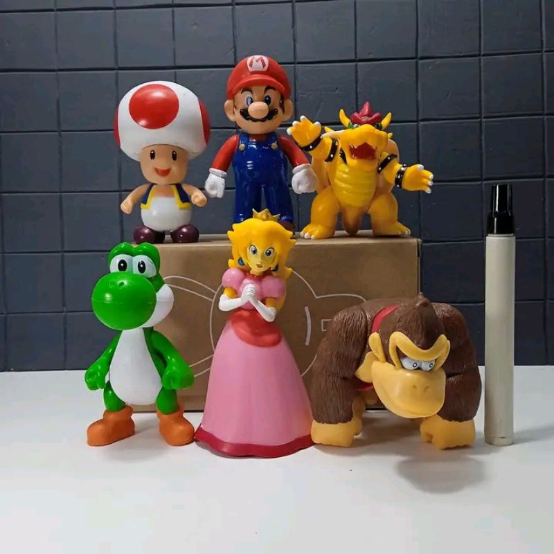 Jual mainan action figure super mario bros yosi donkey kong princess ...