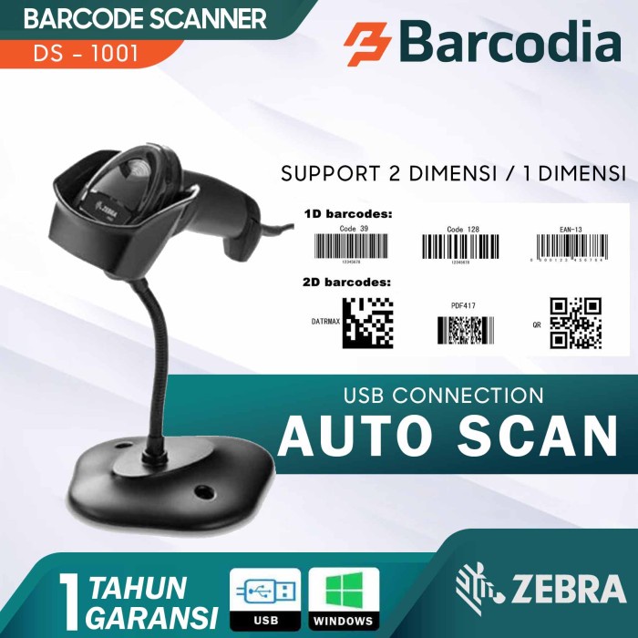 Jual ZEBRA SCANNER BARCODE 2D AUTO SCAN AREA IMAGING DS1001 DS 1001 ...