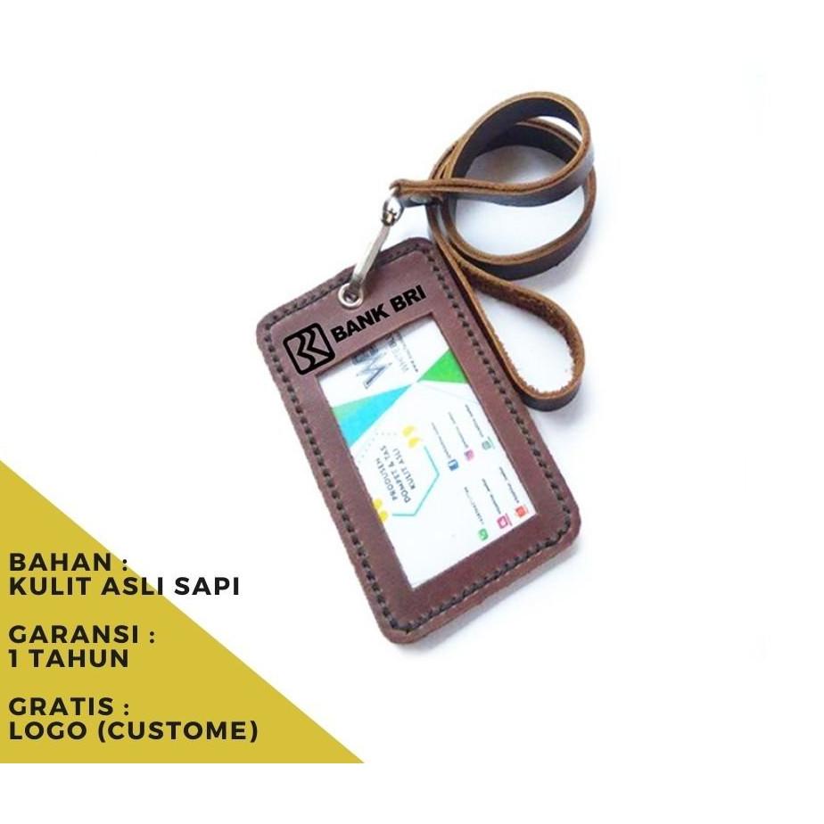 Jual ERA103 name tag id kulit asli logo BANK BRI warna coklat - tali id ...