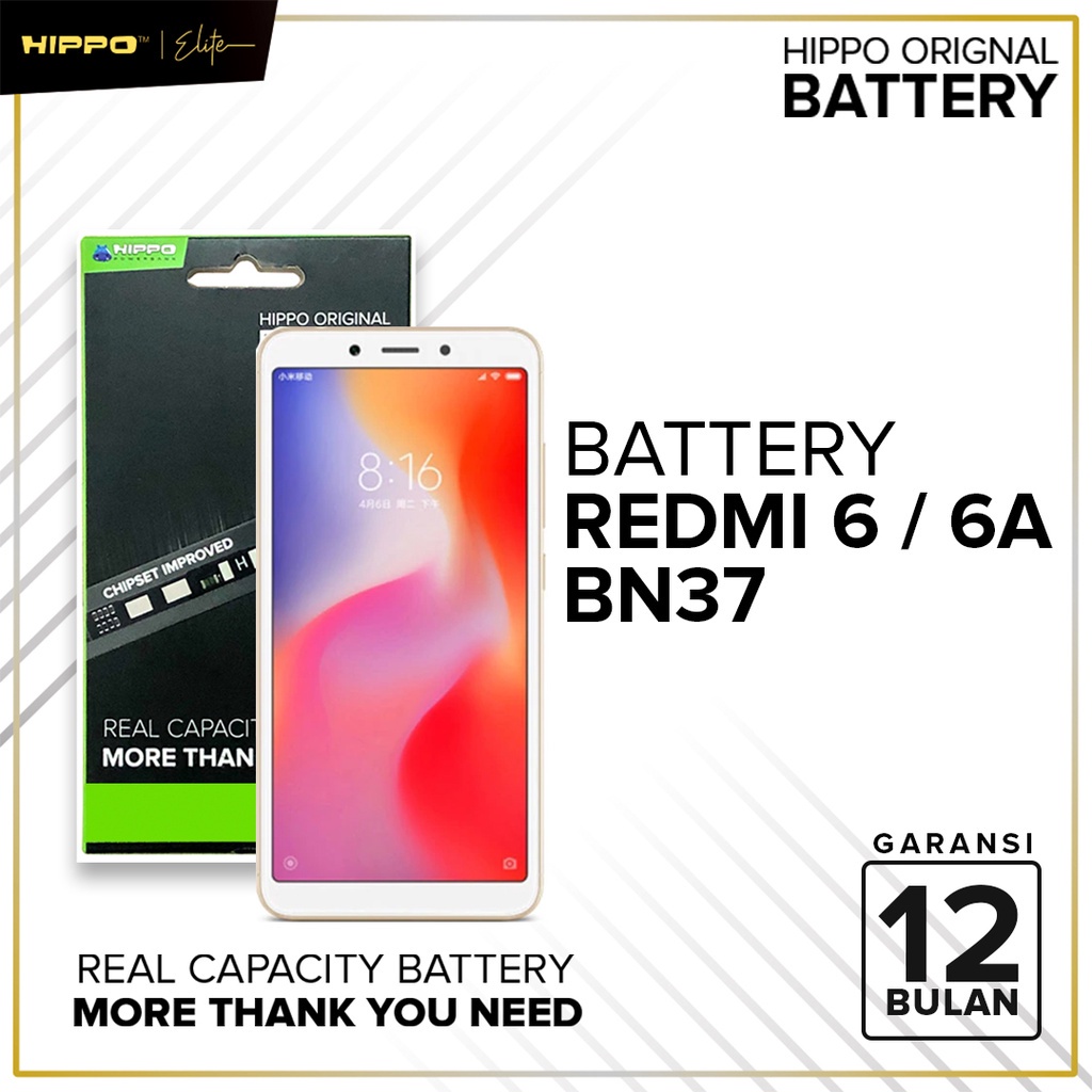Jual Hippo Baterai ORI 100% Handphone Xiaomi Redmi 6/6A BN37 2900MAH ...