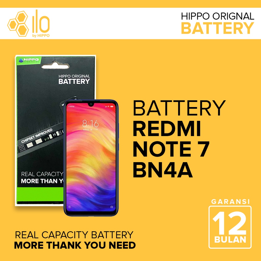Jual Hippo Baterai Baterry 100% ORI Baterai Xiaomi REDMI NOTE 7 BN4A ...