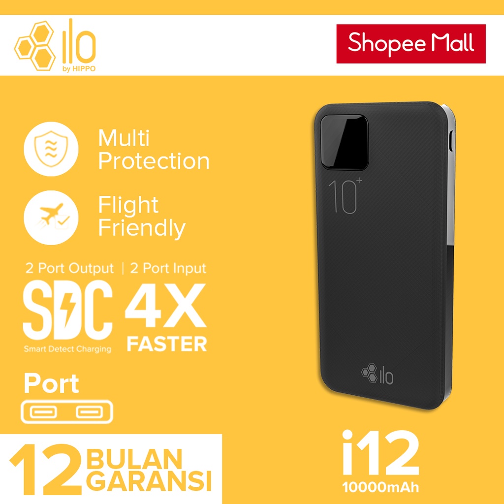 Jual ILO PowerBank i12 10000mAh Smart Detect Charging | Shopee Indonesia