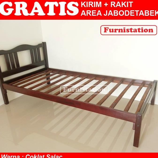 Jual Single Bed / Ranjang Single / Tempat Tidur Kayu Tunggal uk. 90x200 ...