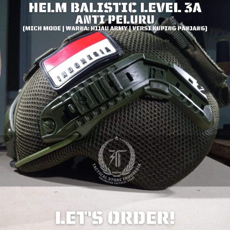 Jual Helm Tactical Balistic / Helm Balistik Level 3 A Warna Hijau Army ...