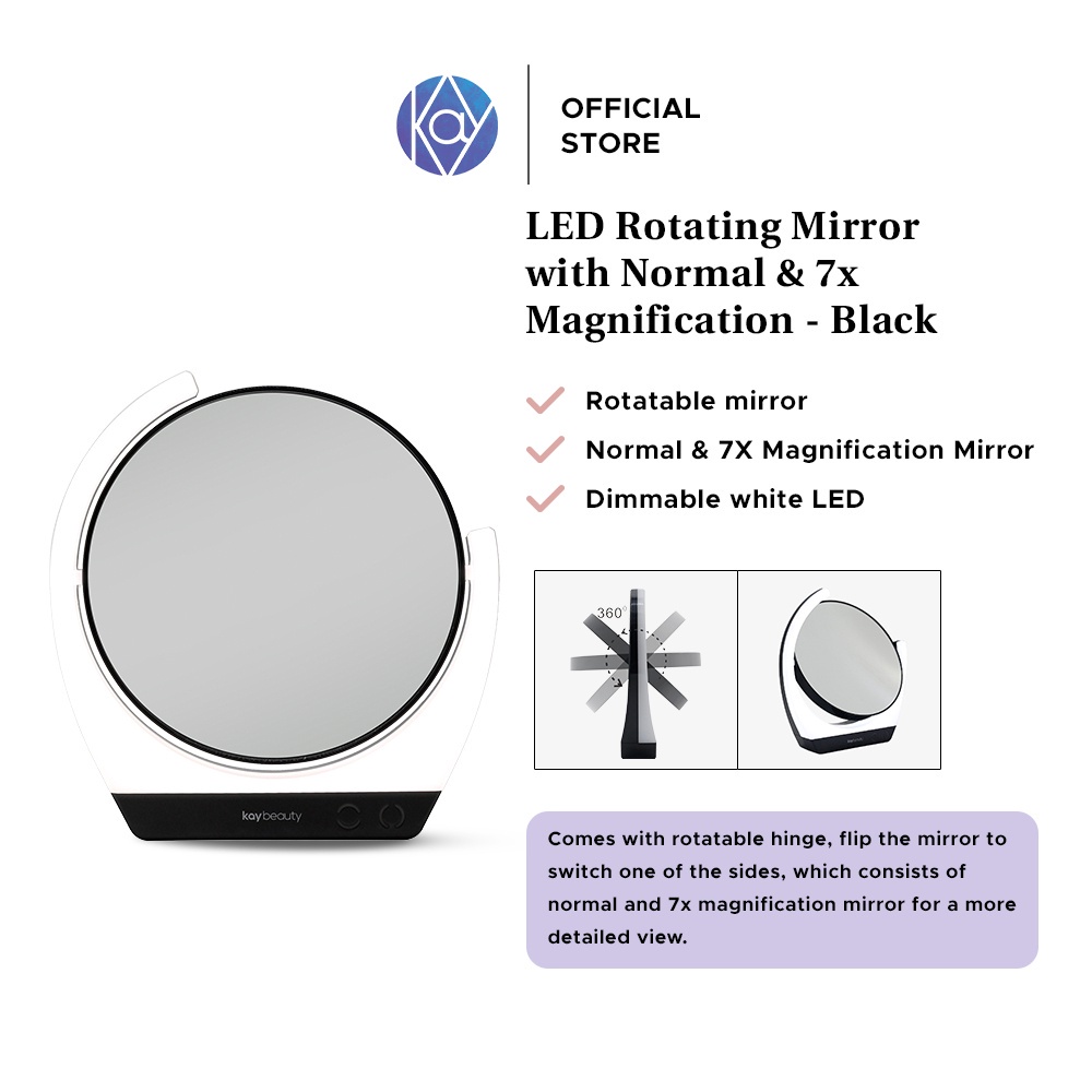 Jual KAY LED Rotating Mirror with Normal & 7x Magnification - Black ...