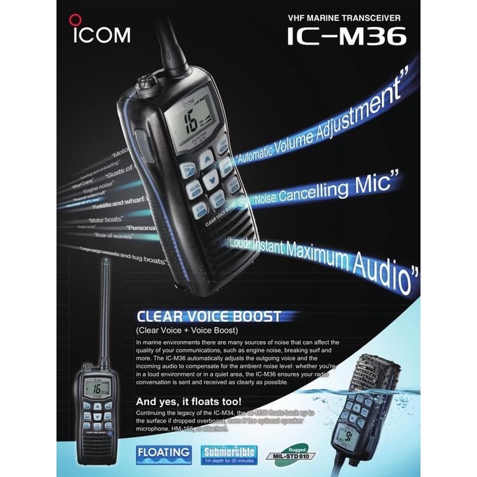 Jual HT VHF Marine ICOM M36 | Shopee Indonesia