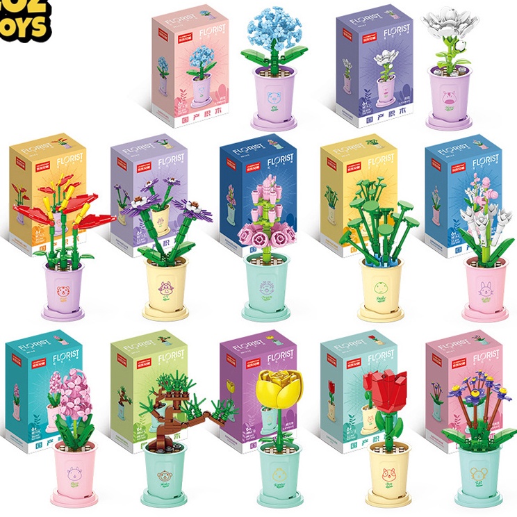 Jual Harga Max LOZTOYS DIY Flower Block Zodiak Cina Pot Tanaman Buket ...