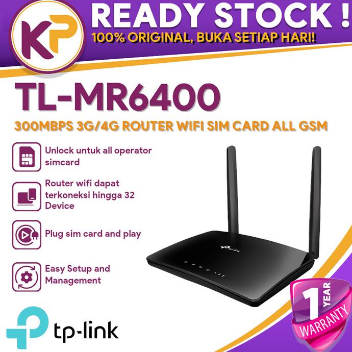 Jual Tp-Link Tl-Mr6400 300Mbps 3G/4G Router Wifi Sim Card All Gsm Resmi ...