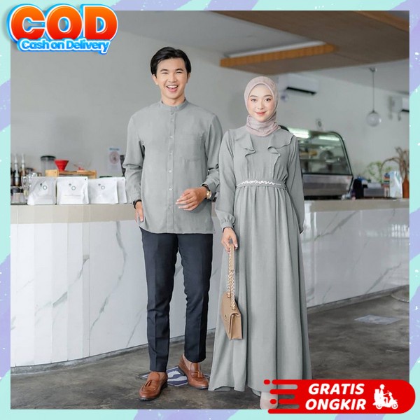 Jual Baju Pasangan Kapelan Viral Murah Set Kouple Lebaran Gamis Copele ...