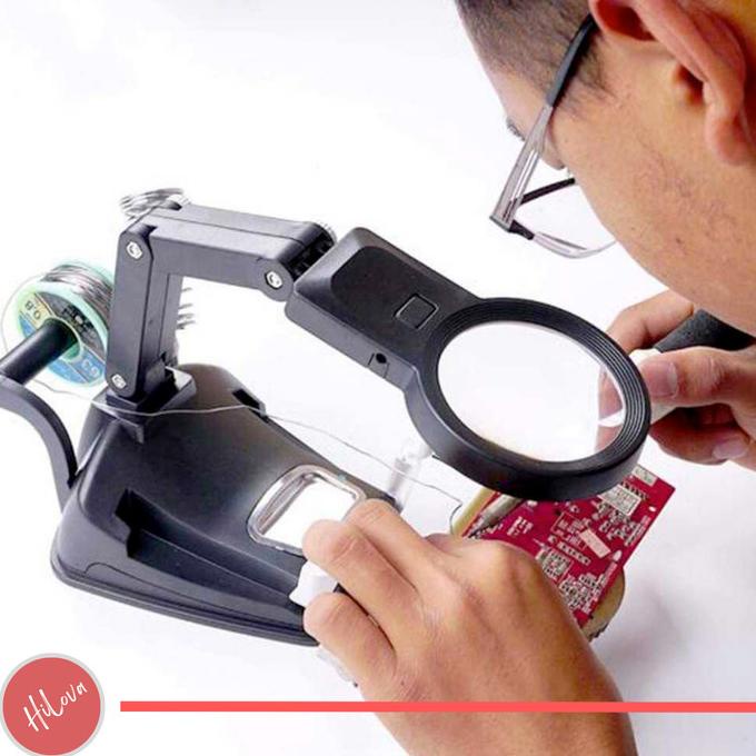 Jual Alat Penjepit PCB Dengan Kaca Pembesar Dudukan Pegangan Soldering ...