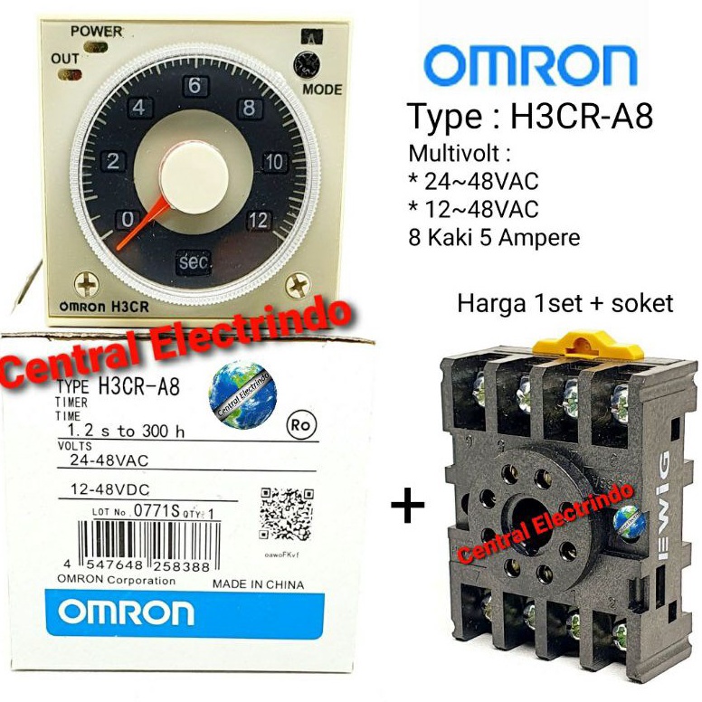 Jual REKOMENDASI Timer Omron H3CR-A8 Multivolt 12V~48VDC/24V~48VAC ...