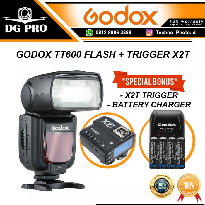 Jual Godox Flash TT600 + X1T / TT 600 PLUS TRIGGER X1 T CANON,NIKON ...