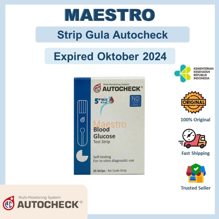 Jual Autocheck Strip Tes Cek Gula Darah Isi 25 Stik Glukosa Auto Check ...