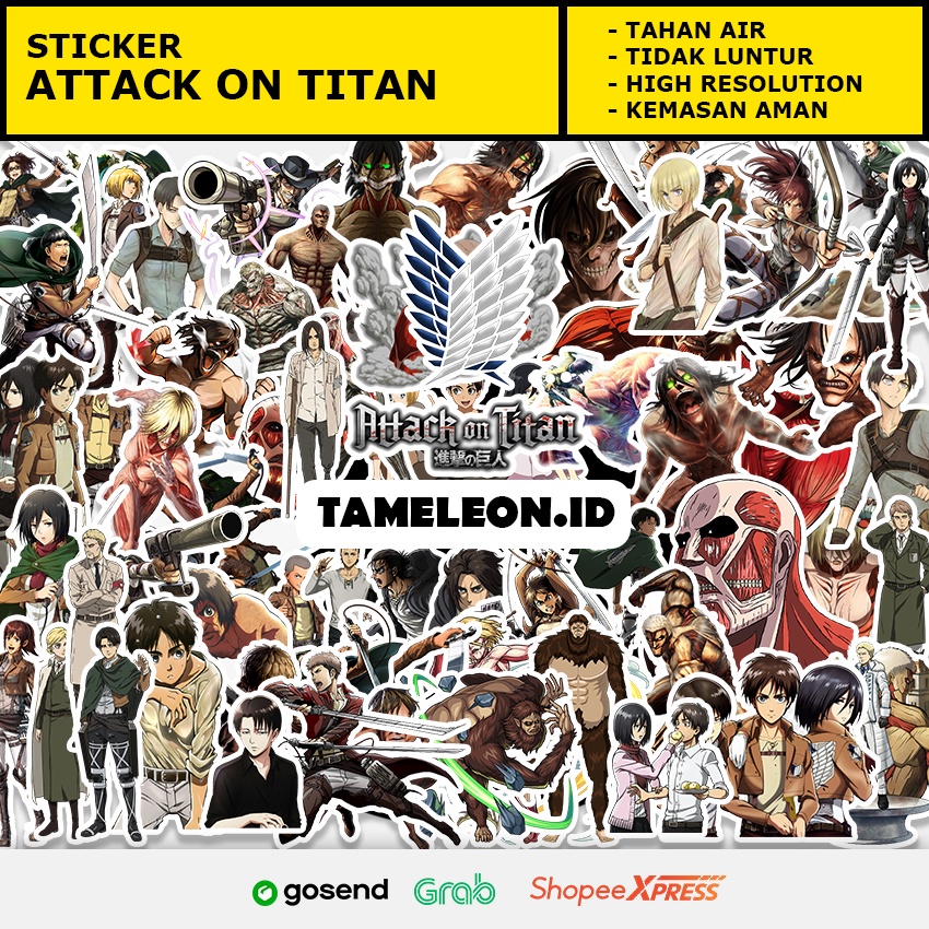 Jual Sticker shingeki no kyojin Attack of Titan Eren Mikasa Sticker ...