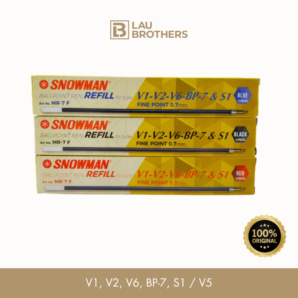 Jual REFILL ISI PULPEN SNOWMAN V1,V2,V6,BP-7,S1 / V5 (3LSN/36PCS ...