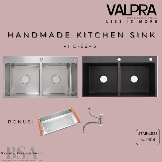 Jual ] KITCHEN SINK STAINLESS 2 LUBANG HITAM + BAK CUCI PIRING VALPRA ...