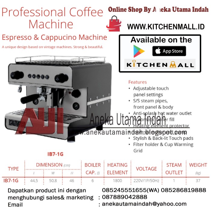 Jual IBERITAL IB7-1G ESPRESSO & CAPPUCINO MACHINE / MESIN KOPI SEMI AUTO | Shopee Indonesia