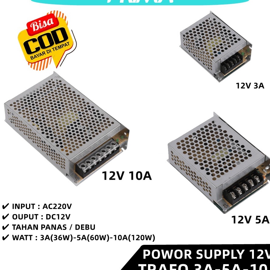 Jual Harga Termurah Power Supply Adaptor Switching Trafo LED Strip 12V 3A 12 Volt 3 Ampere ,12V ...