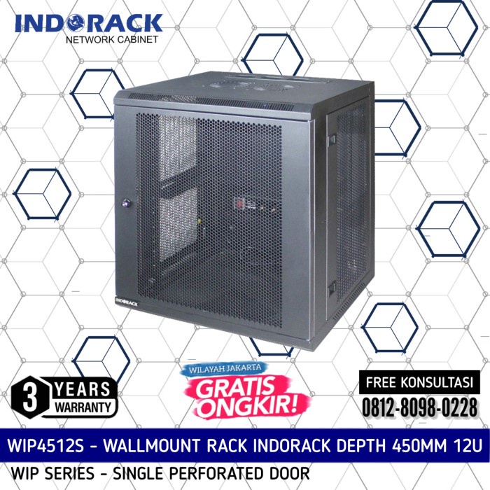 Jual Wallmount Rack INDORACK Perforated Door Rak 12U Depth 450mm ...