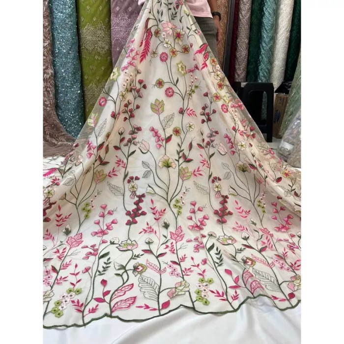 Jual kain brokat tille valentino/kain tile bunga korea/tile motif ...