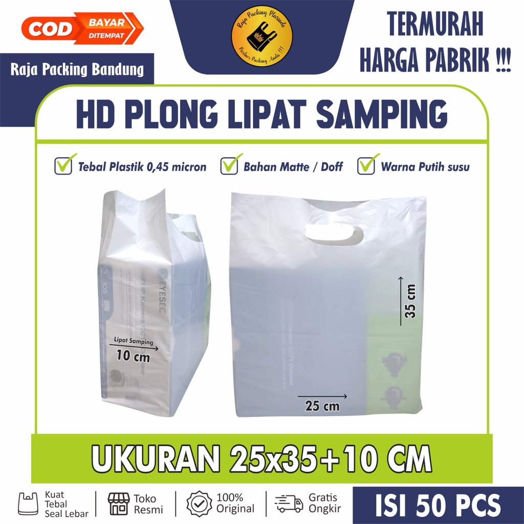 Jual Kantong Plastik HD Plong Lipat Samping 25x35+10 (isi 50) | Plastik ...