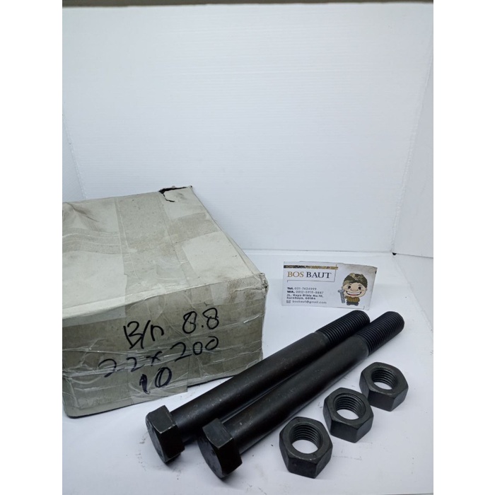 Jual Baut Mur Baja M22X200 P2.5 Hitam (Kunci 32 ) | Shopee Indonesia